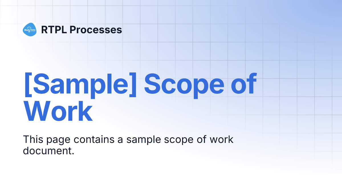 [Sample] Scope of Work | RTPL Processes